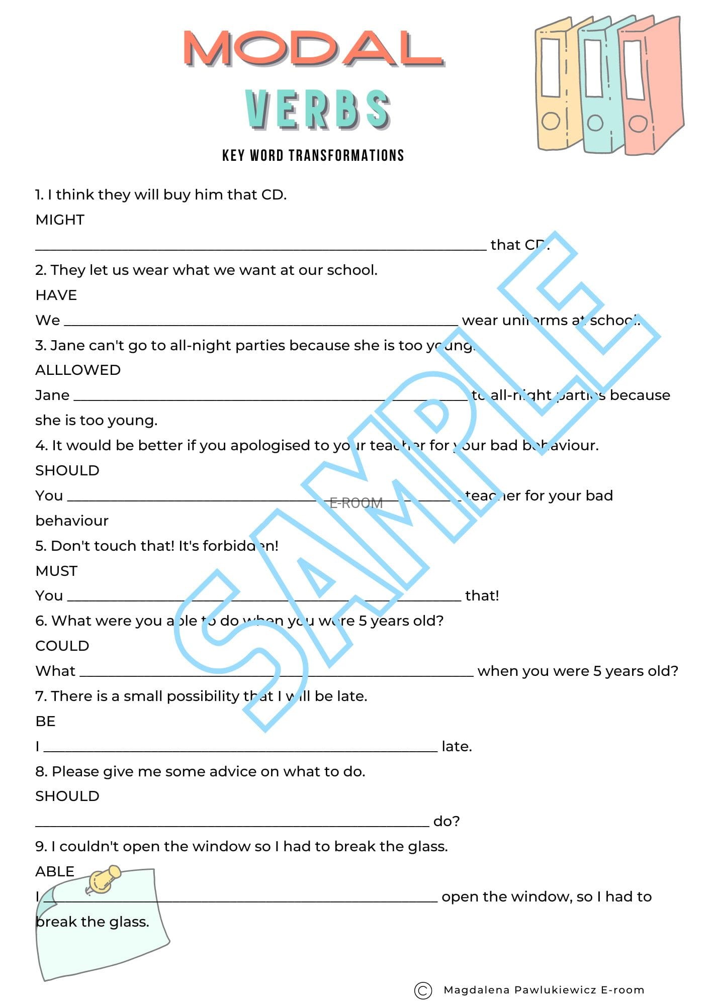 MODAL VERBS WORKSHEETS E-Room