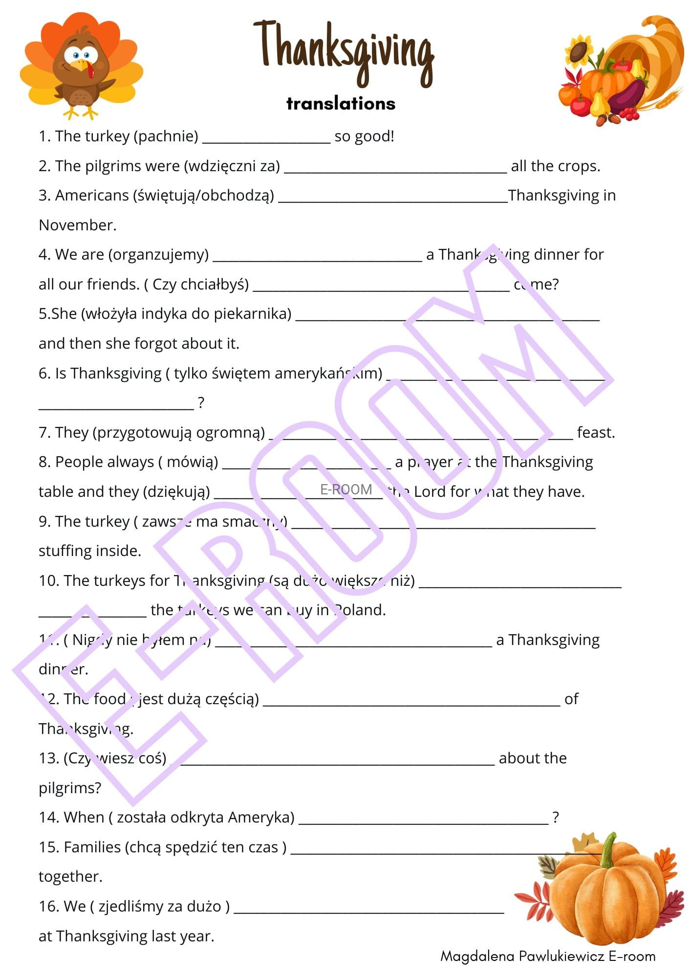 THANKSGIVING A2/B1 E-Room