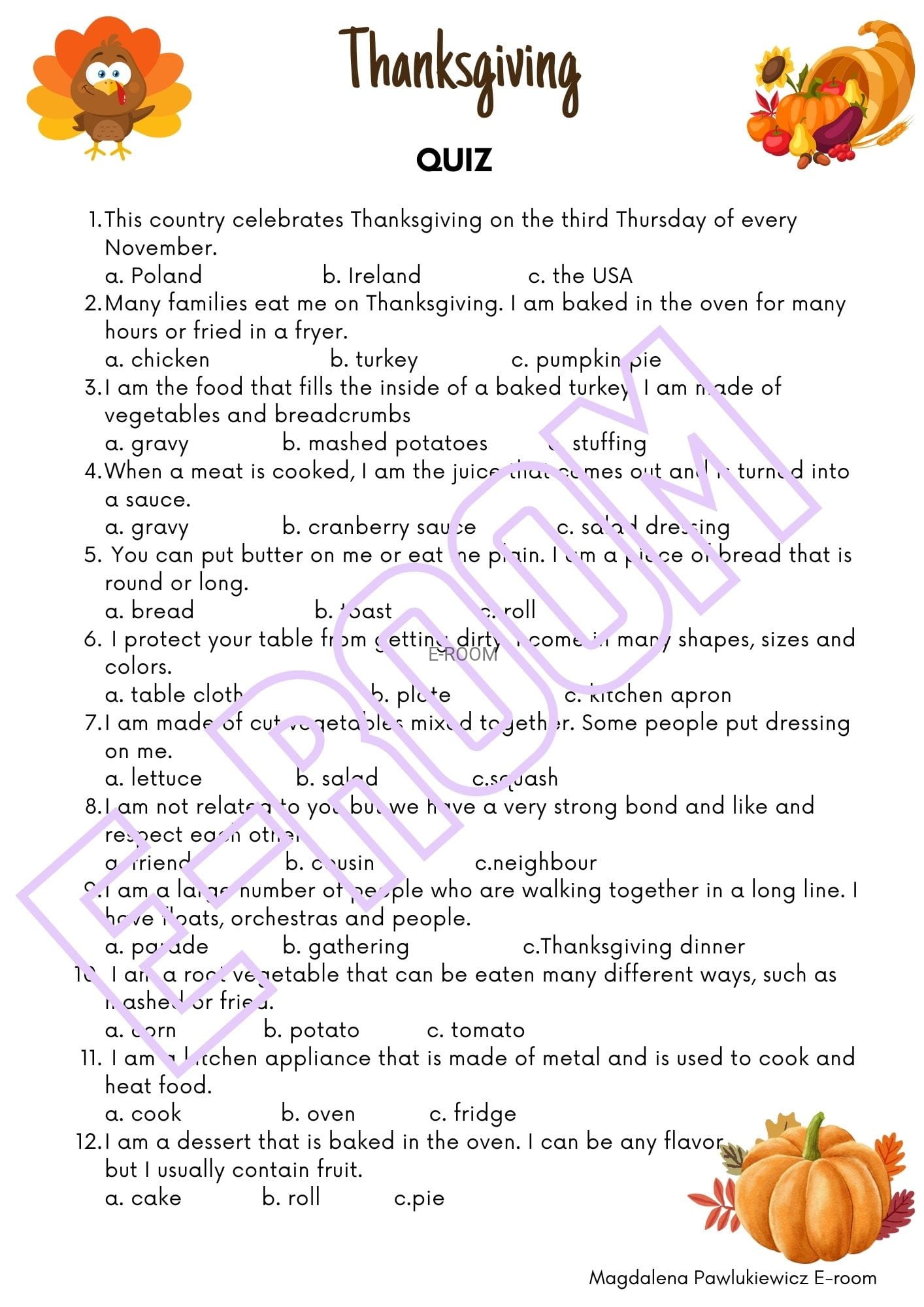 THANKSGIVING A2/B1 E-Room