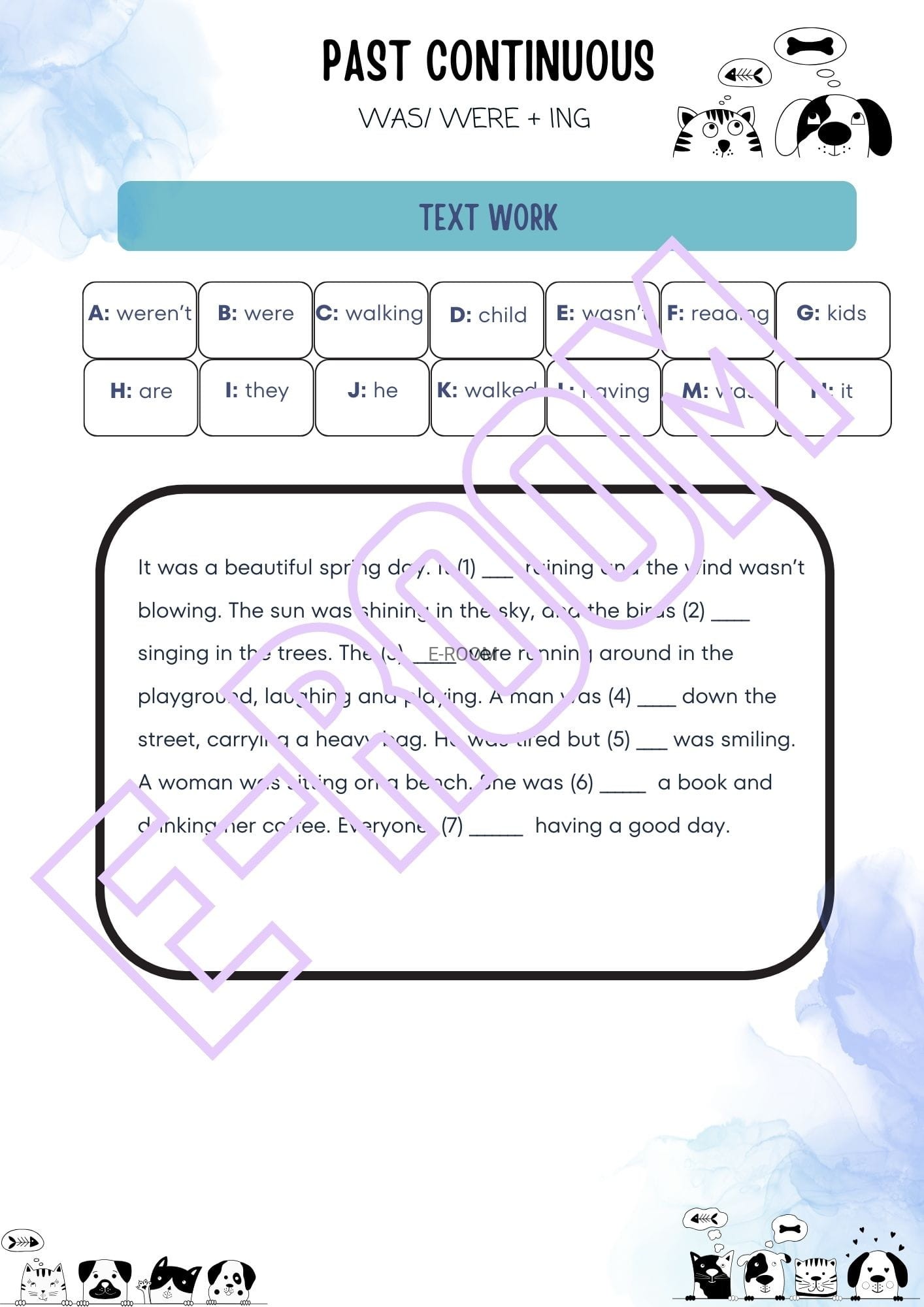 PAST CONTINUOUS A2 E-Room