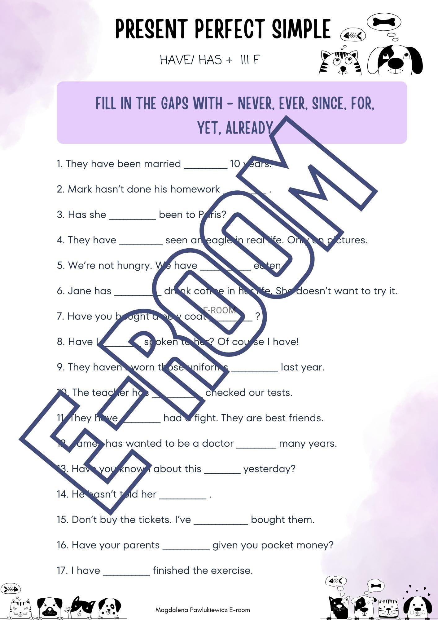 PRESENT PERFECT SIMPLE A2 E-Room